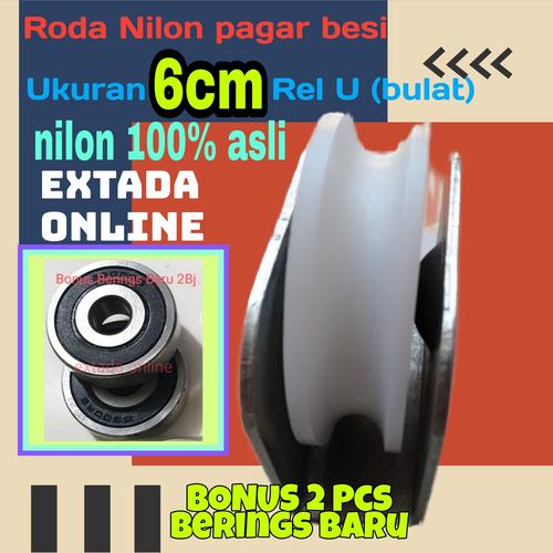 Jual Roda pagar besi nilon 6cm Rel U bulat Bonus 2bj bering baru. - Kab ...