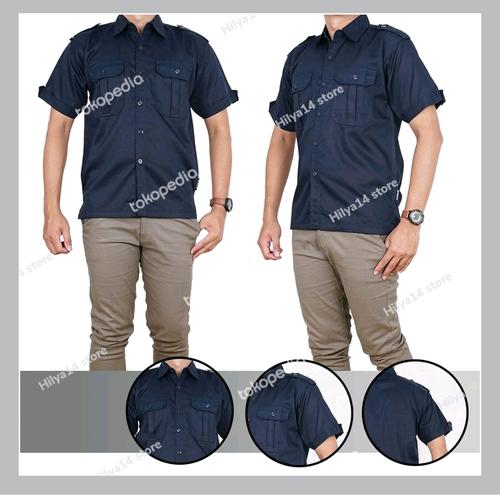 Jual Kemeja Seragam Kerja PDL Biru Navy Kode : JP- 02 Biru Navy - Biru ...