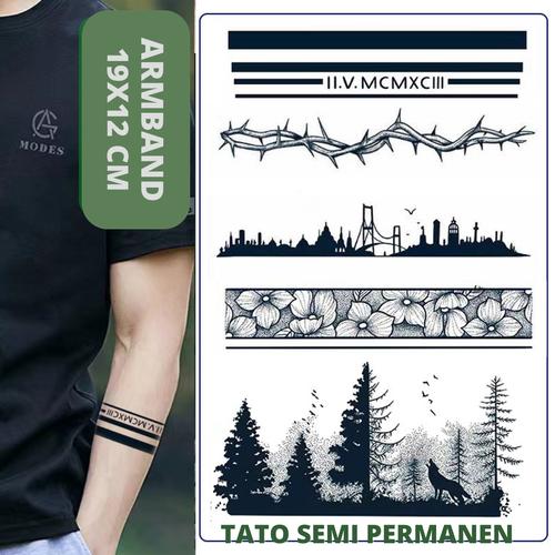 Jual Stiker Tato Semi Permanen Armband Garis 19x12cm|Waterproof| Tahan ...