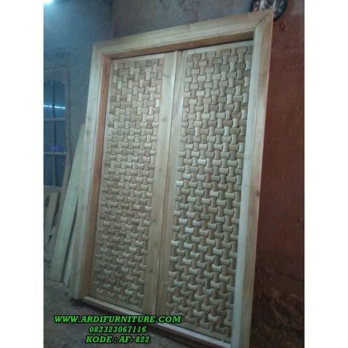 Jual Pintu Kupu Tarung Model Anyaman Bambu Kayu Jati / Pintu Rumah ...