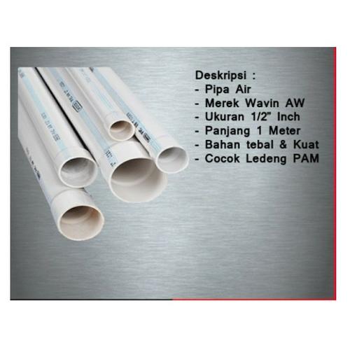 Jual Pipa PVC 1/2" Inch Rucika AW 1 Meter Pipa PVC Rucika 1/2" AW 100cm ...