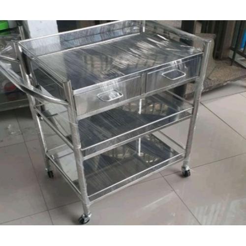 Jual Troly Instrumen 2 Rak+Laci Stainless Steel/Meja Instrumen 2Rak ...
