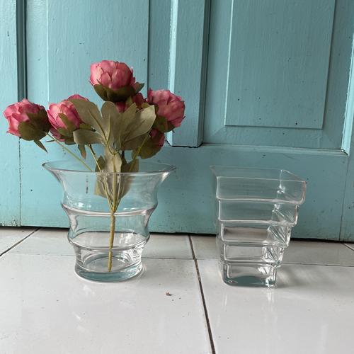 Promo Vas bunga kaca unik lingkaran kotak tinggi 15cm diameter 7cm 10cm ...