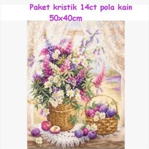 Jual paket kristik cross stitch bunga lilac buah fruit kitchen pola ...