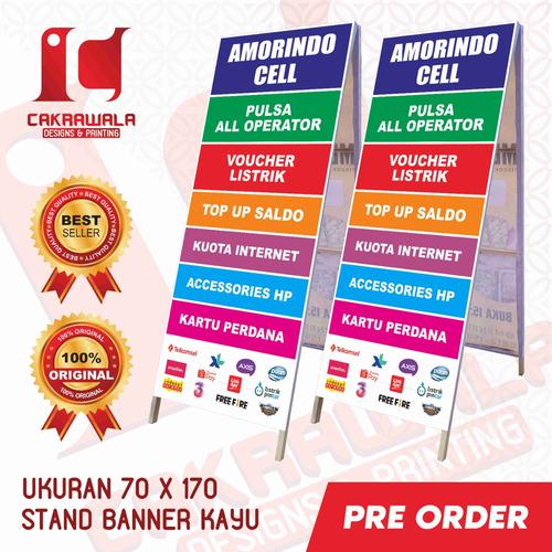 Jual STAND BANNER KAYU UKURAN 70 X 170 - SEGITIGA BANNER RANGKA KAYU ...