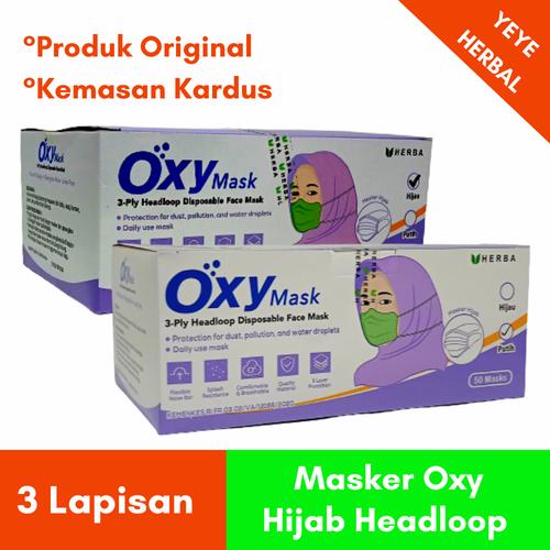 Jual Masker Hijab Oxy Mask 3 Ply Headloop Disposable - Hijau - Kota ...