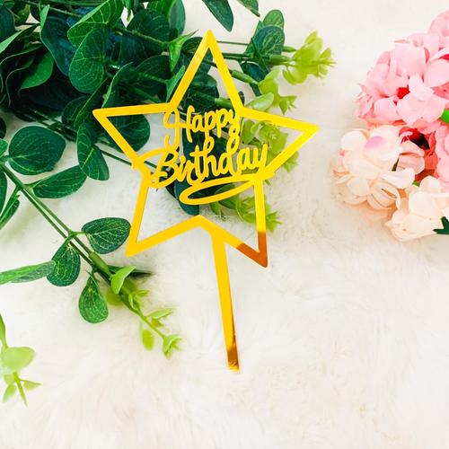 Jual Topper Acrylic Happy Birthday Gold / Hiasan Kue Cake Ulang Tahun ...