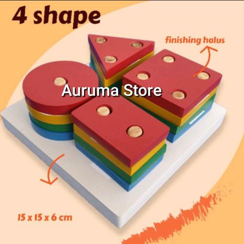 Jual Mainan Bentuk Bangun Datar Ruang 4 Shape Latih Sensorik Anak ...