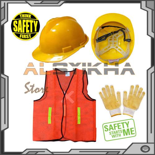 Jual Paket Helm Proyek + Rompi Jaring+Sarung Tangan Katun - Kuning ...