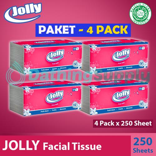 Promo PAKET 4 PACK JOLLY Facial Tissue 250 Sheet 2 ply Tisu Muka Halus ...
