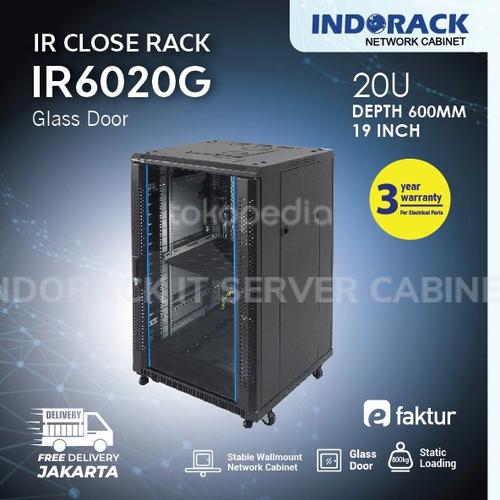 Jual Close Rack INDORACK Glass Door Rack server 20U Depth 600mm ...