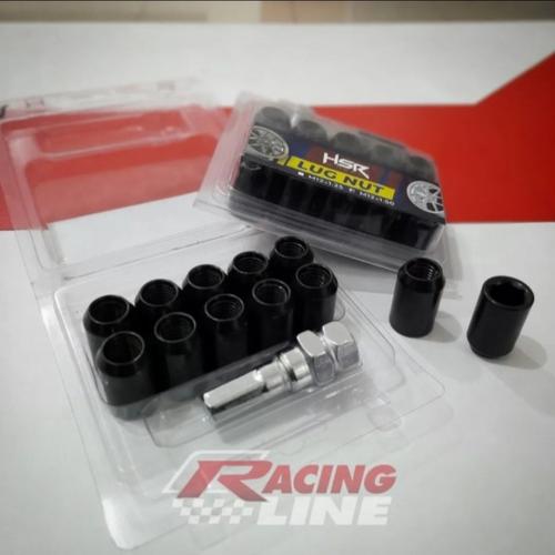 Jual Mur Roda Baut Racing Mobil Type L drat 1,5 Warna Hitam HSR LUG NUT ...