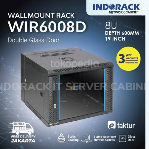 Jual Wallmount Rack INDORACK Double Door Rak Server 8U Depth 600mm ...