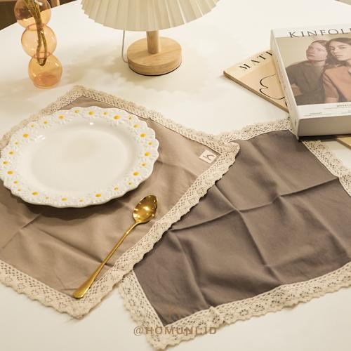 Jual Napkin Kain Linen dengan Renda/Alas Piring/Alas Keyboard - Hitam ...