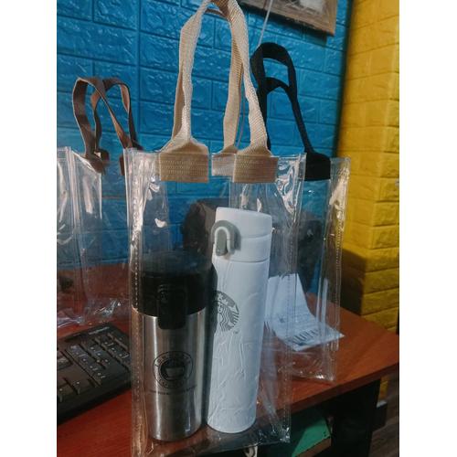 Jual tas mika botol tebal 0.3 tas mika tumbler tas mika pvc - Hitam ...