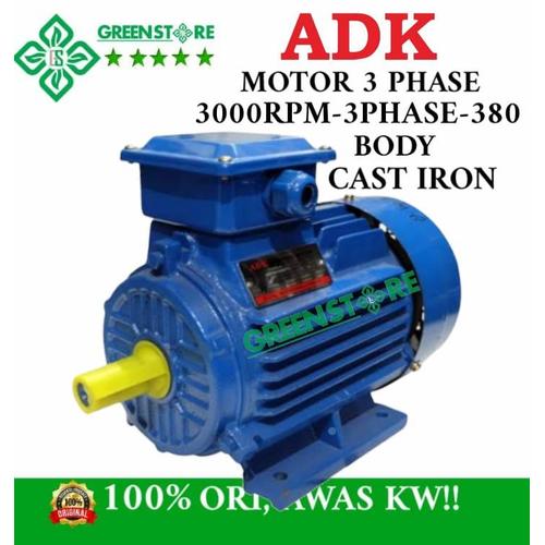 Jual ADK MOTOR 3PHASE CAST IRON 3HP/2.2KW/2POLE/3000RPM/380V/B3 FRAME ...