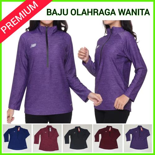 Jual Kaos Olahraga Wanita Zipper Baju Senam Panjang Running Training ...
