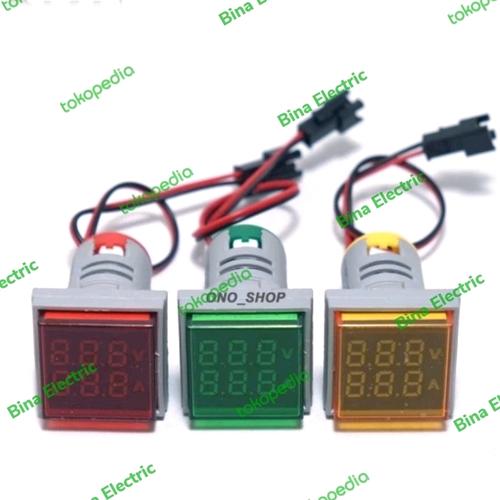 Jual Pilot Lamp LED With Volt Meter + Ampere Meter AD116-2DSAVK 22mm ...