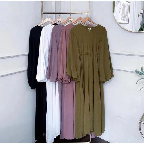 Jual GAMIS POLOS CRINKLE JUMBO LENGAN BALON KARET - Putih - Kota ...
