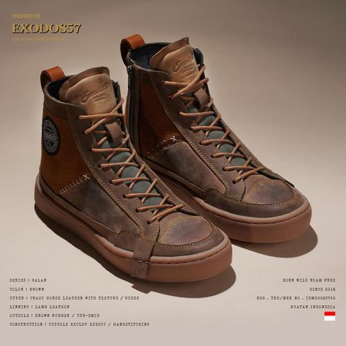 Jual Sepatu Sneakers Kulit Pria Exodos57 Galan Brown - 41 - Kota ...