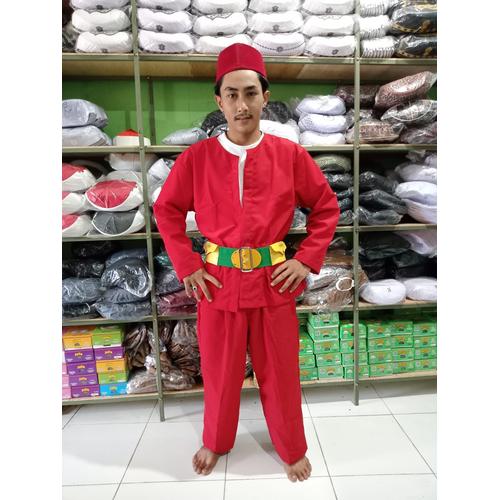 Jual Baju Pangsi Dewasa Khusu Warna Merah Baju Silat Baju Palang Pintu ...