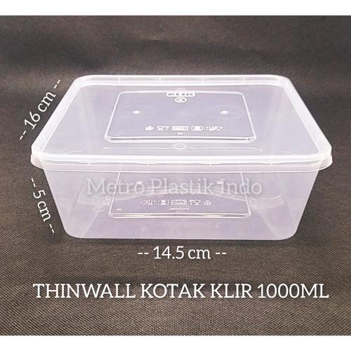 Jual Thinwall Klir 1000ml Square | Kotak Makan Plastik 1000 ml KLIR @25pcs - KLIR SQ 1000ML ...