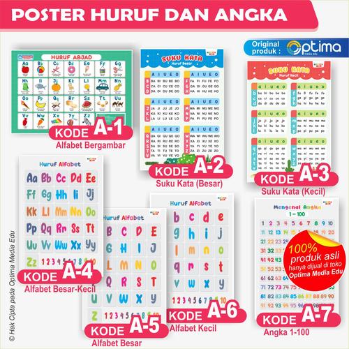 Jual POSTER HURUF ABJAD/ALFABET BERGAMBAR, HURUF BESAR, HURUF KECIL ...
