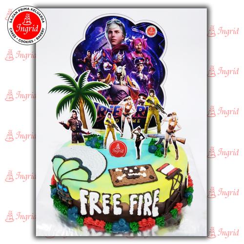 Jual Kue Ulang Tahun - FREE FIRE Cake - Topper Cake - SC 12, 24CM BULAT ...