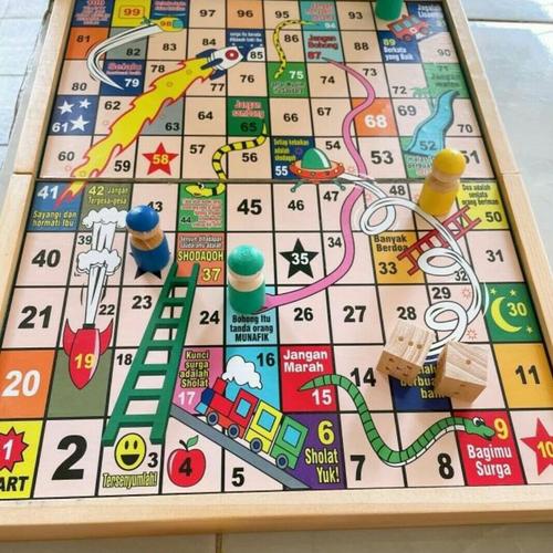 Jual Mainan Edukasi Anak Ular Tangga Kayu/Mainan Ular Tangga Papan Kayu ...