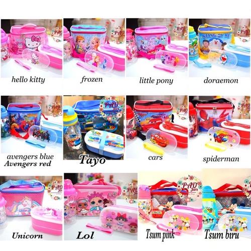 Jual set bekal frozen / tempat makan set avengers / lunch box hello ...