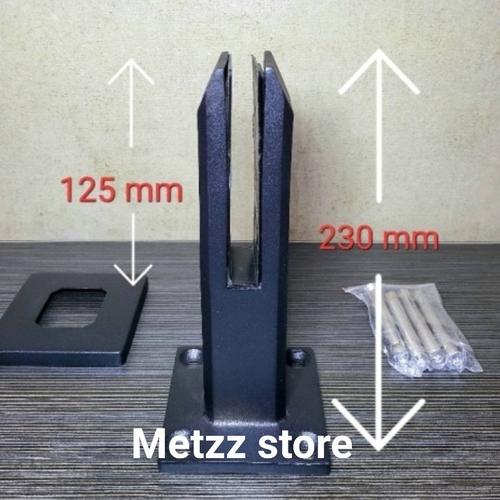 Jual spigot 23cm kaca hitam tiang railing bracket kaki jepit stainless ...
