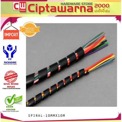 Jual pelindung kabel spiral HITAM /Spiral wrapping band / 10 mm 10 ...