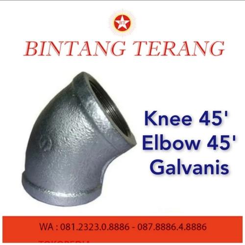 Jual Keni 45 derajat Besi 3/4" / Elbow 45' besi galvanis 3/4" / knee 45 ...
