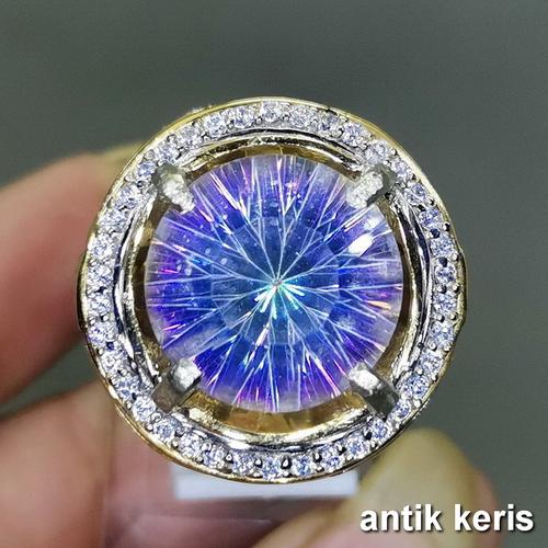 Jual Cincin Batu Akik Kecubung Pelangi Mistiq Quartz Cutting Diamond ...