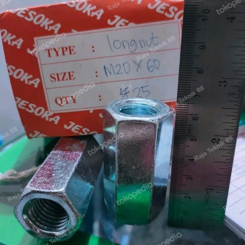 Jual long nut m20 panjang 6cm 60mm / longnut m20 x 60/ mur panjang m20 ...