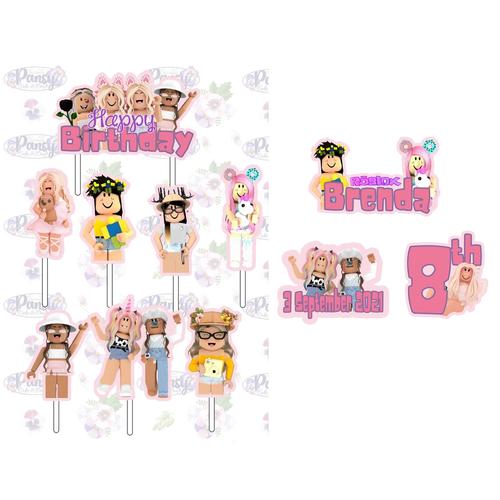 Jual Cake topper / cupcake topper roblox girl + banner Birthday ...