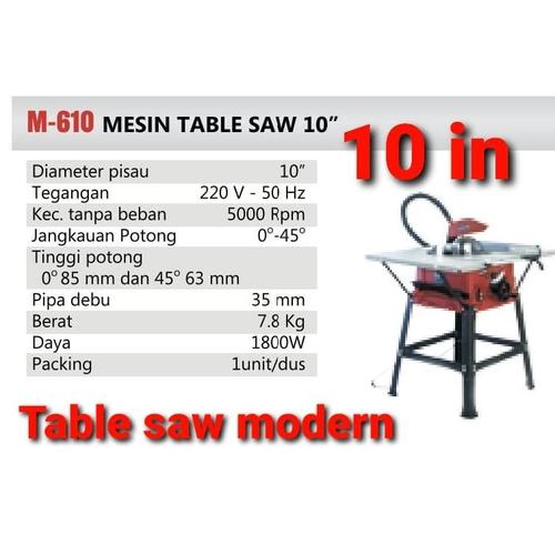 Jual MODERN Table Saw Meja Potong Kayu Gergaji 10 Circular dibwh ...