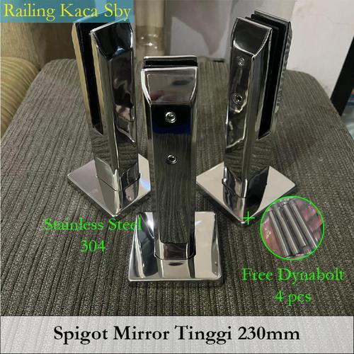 Jual SPIGOT KACA SILVER TINGGI 23CM KILAP / MIRROR RAILING TANGGA SS304 ...