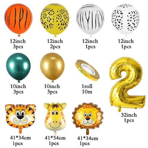 Jual paket balon standing animal angka gold 80 cm jungle safari 24 pcs ...