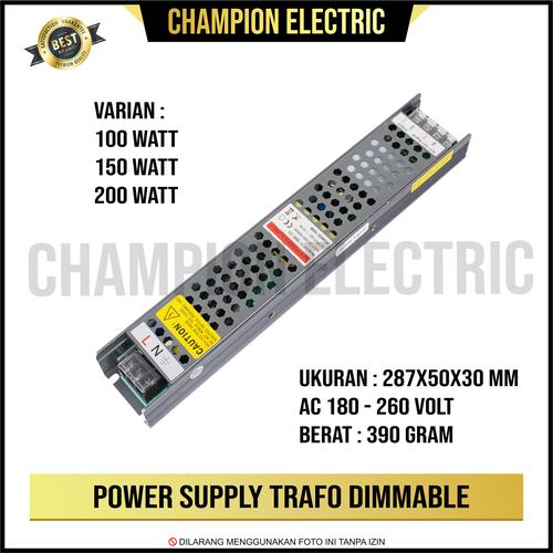Jual Power Supply 12V DC Trafo Dimmer 100/150/200 Watt Lampu LED Strip ...