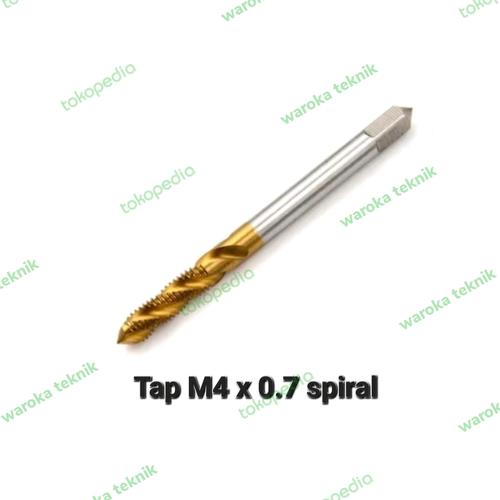 Jual Tap M4 x 0.7 SP spiral baru..Tap M4x0.7..bahan HSS.Tin coating - Kab. Bekasi - waroka ...