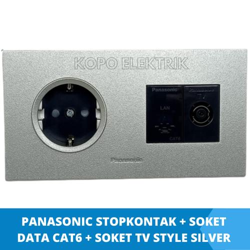 Jual Panasonic Style Silver Stop Kontak + Soket TV + Data LAN Cat6 ...