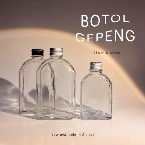 Jual Botol kaca gepeng flat glass bottle - botol juice kopi - Gepeng ...