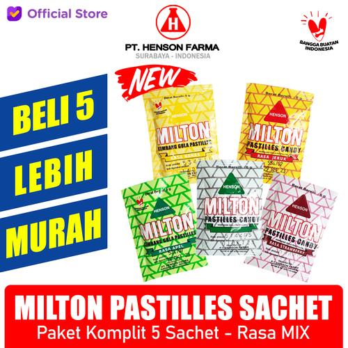 Promo PAKET BUNDLING! Permen MILTON PASTILLES Candy Sachet Ecer 5 Rasa ...