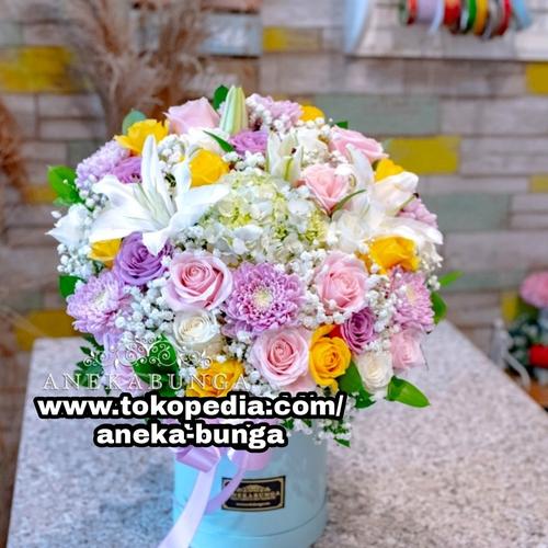 Jual Flower Box Rose Gold Birthday Bunga Kotak Mawar Merah Emas Ulang ...