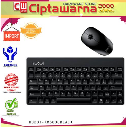 Promo Wireless Keyboard & Wireless Mouse Combo Robot Km3000 BLACK WOOK ...