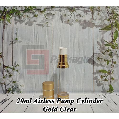 Jual Retail 20ml botol serum silinder / airless cylinder gold clear 20 ...
