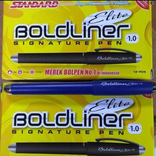 Jual pulpen standard boldliner elite 1,0mm hitam/biru signature pen ...