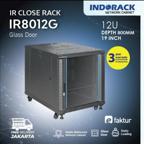Jual CLOSE RACK INDORACK IR8012G - RACK SERVER 12U 800MM 19 INCH GLASS ...