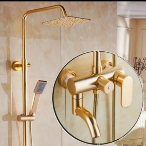 Jual shower tiang gold emas model onda /shower set kamar mandi ...